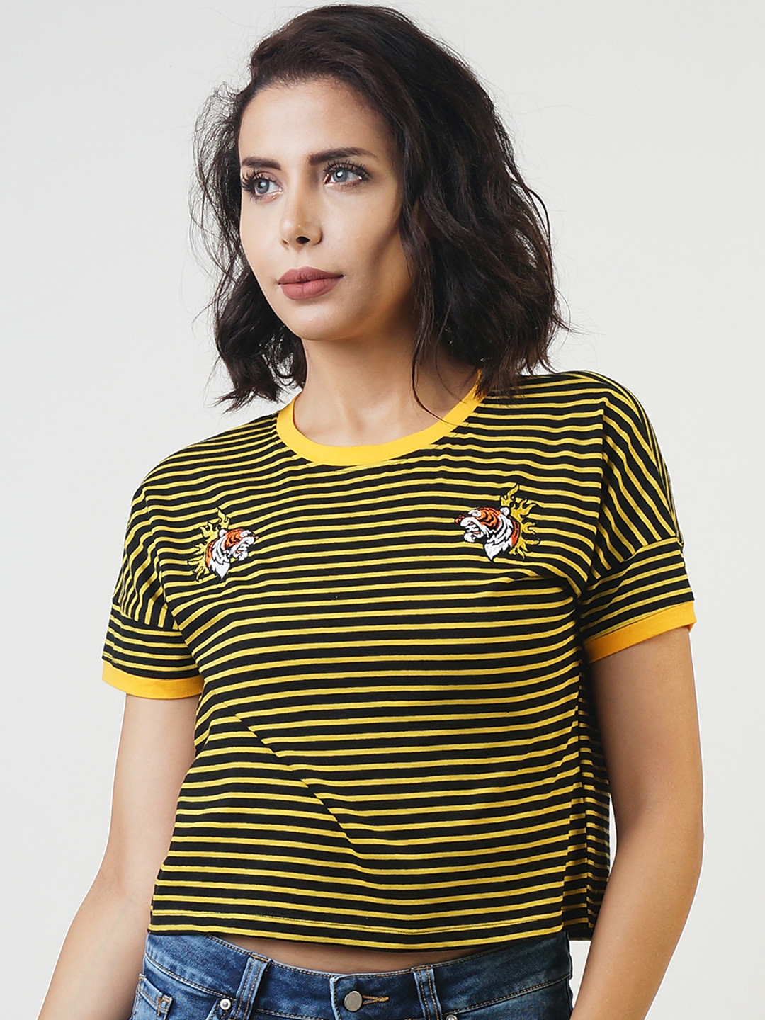 Buy Blue Saint Women Yellow Striped Top - Tops for Women 3075867 | Myntra