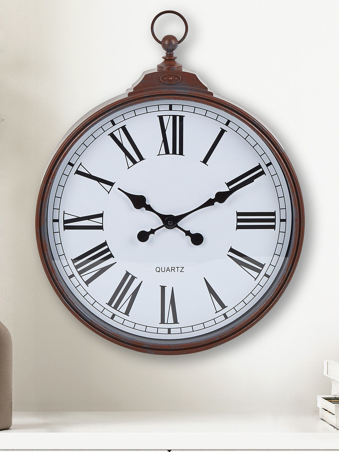 Buy Home Centre Corsica Fortune Brown & White Printed Round ...