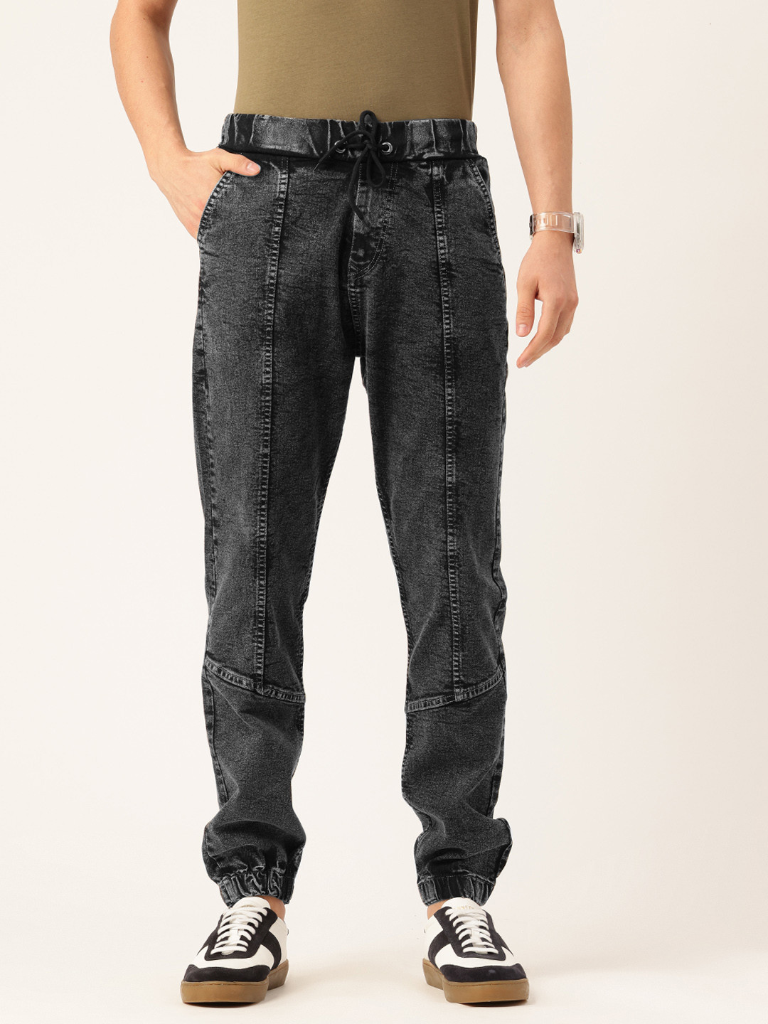 Buy PARIS HAMILTON Men Jogger Heavy Fade Acid Wash Stretchable Jeans ...