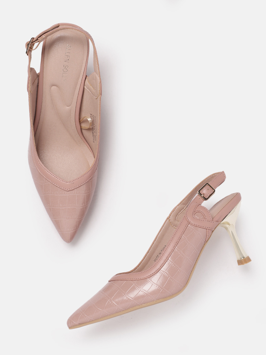 Buy Allen Solly Croc Textured Work Slim Heeled Mules - Heels for Women ...