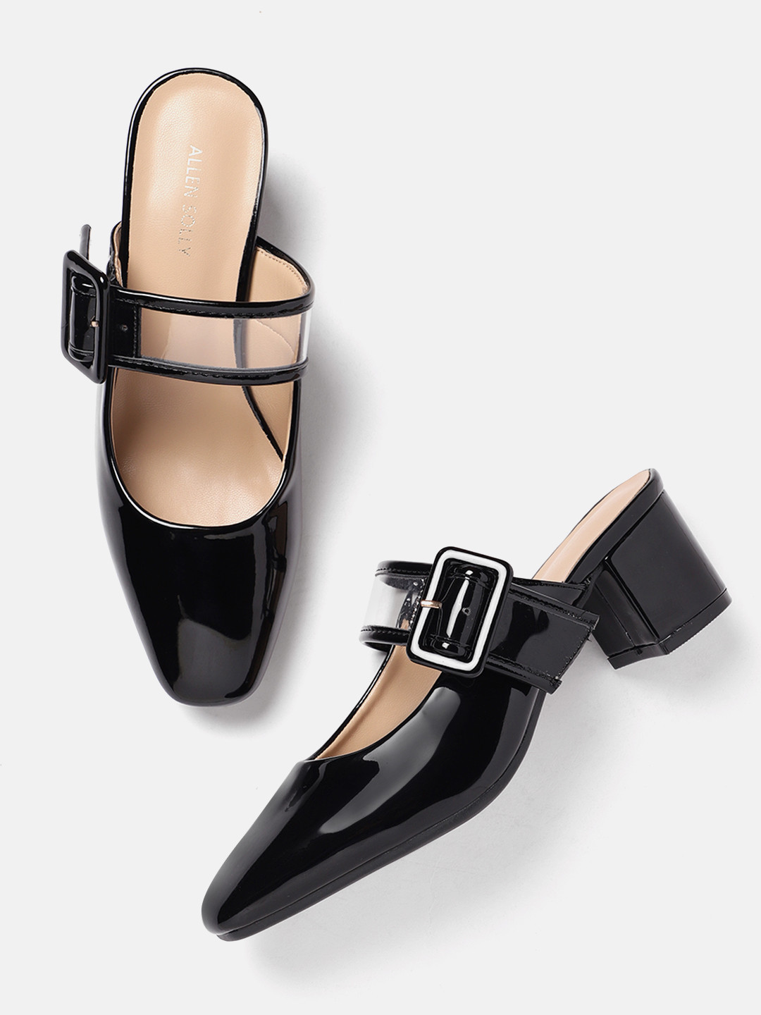 Buy Allen Solly Buckle Detail Block Heel Mules - Heels for Women ...
