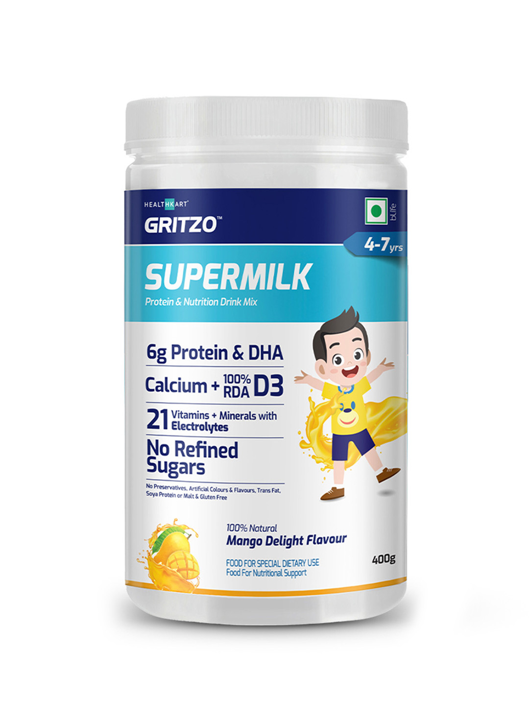 Buy Gritzo SuperMilk Daily Nutrition Mango Delight 400 G - Proteins for ...