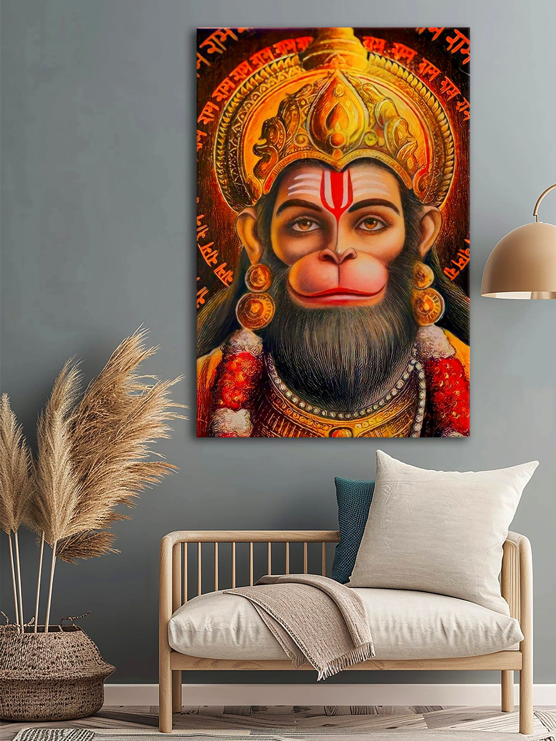 Buy 999Store Brown & Orange Colored Lord Hanuman Printed Canvas Wall ...