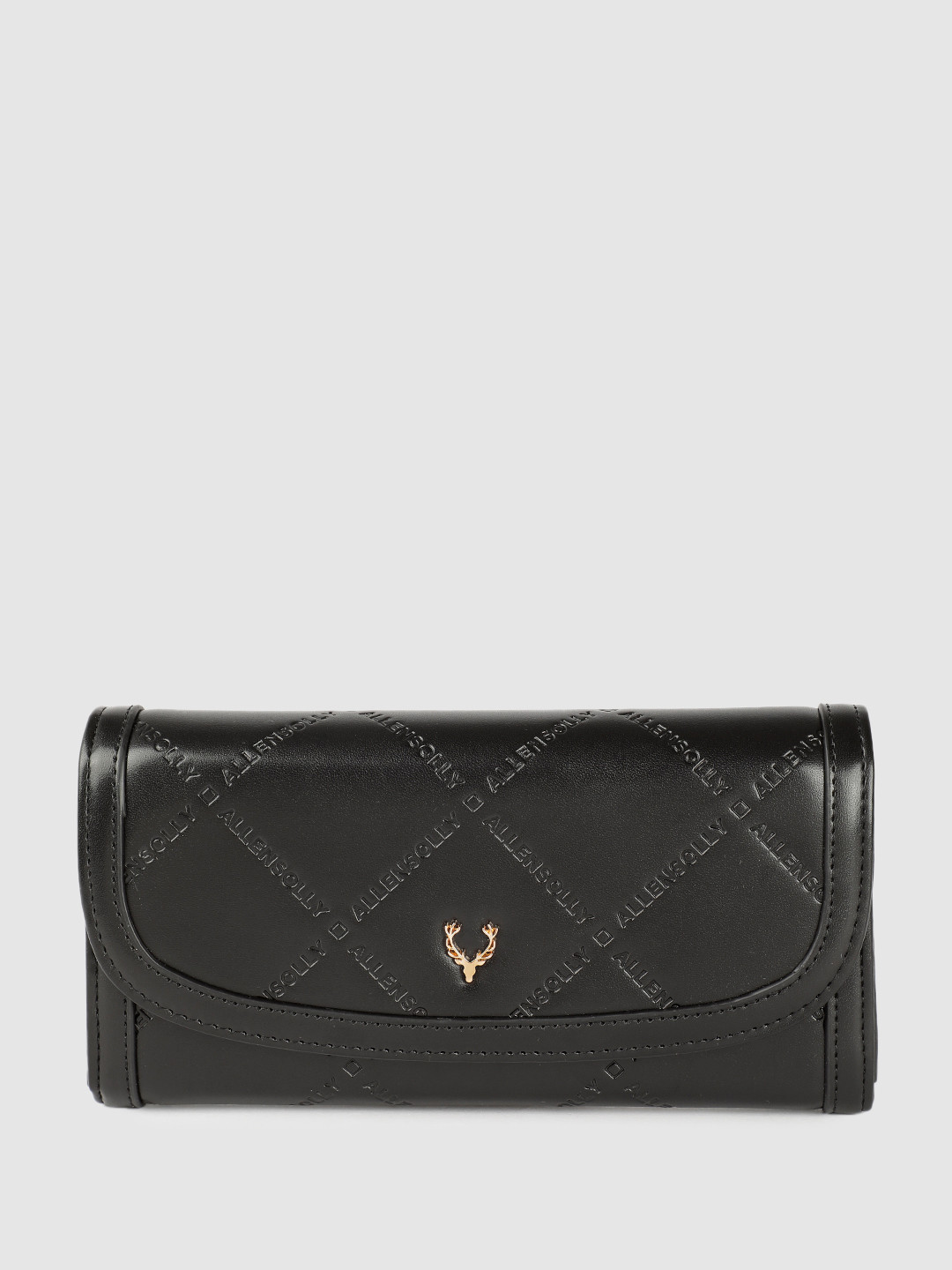Buy Allen Solly Women Self Design Brand Logo Debossed Envelope Wallet ...