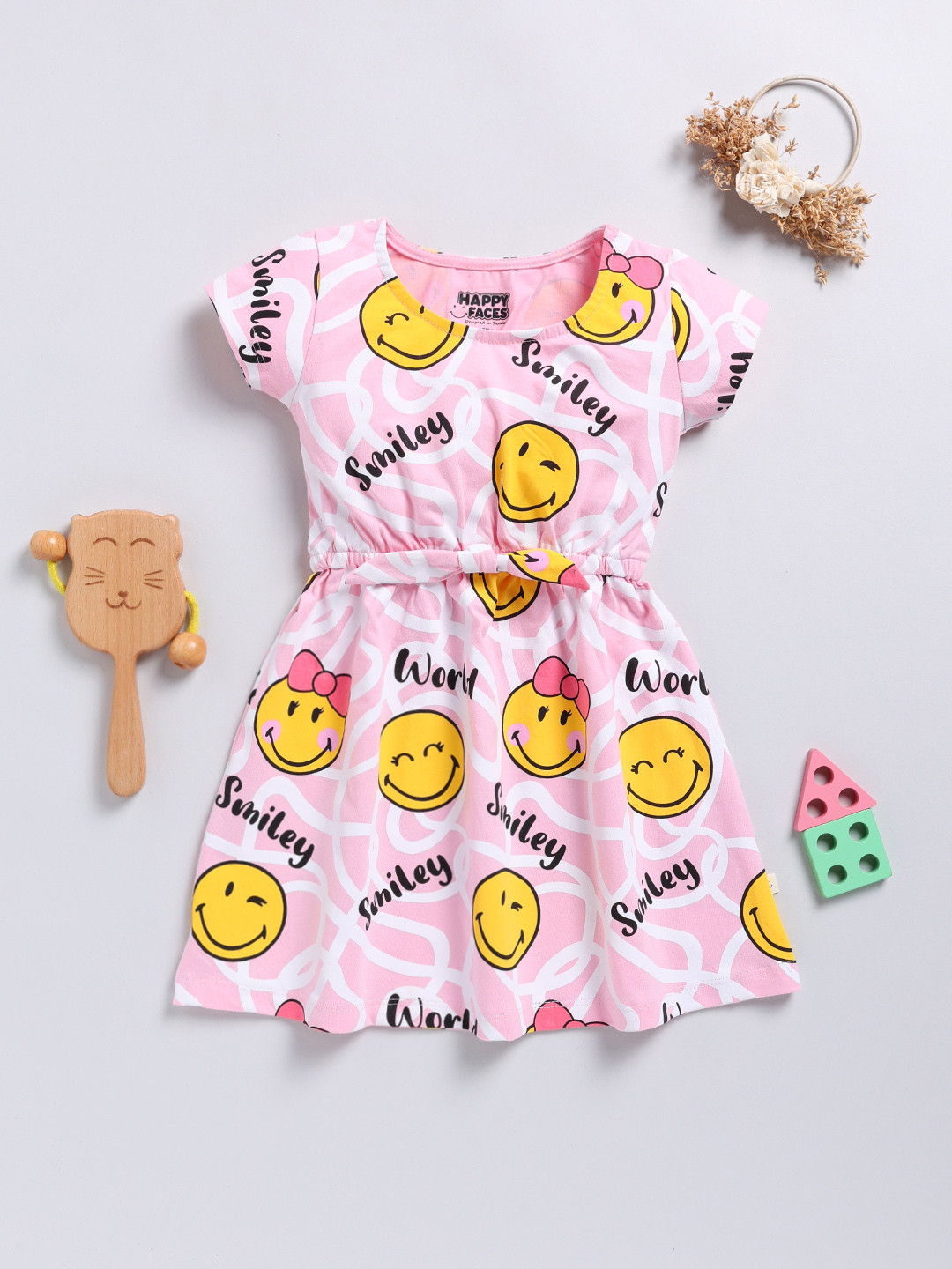 Buy Happy Faces Girls Smiley Printed A Line Dress - Dresses for Girls ...