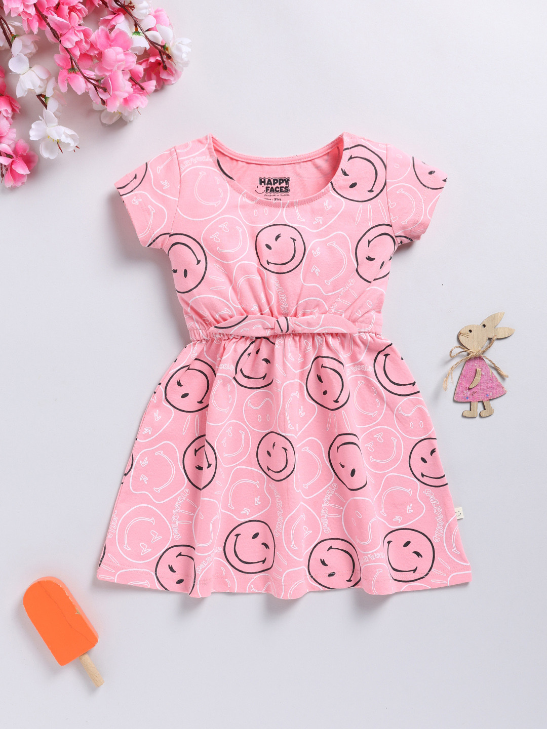 Buy Happy Faces Girls Smiley Printed A Line Dress - Dresses for Girls ...
