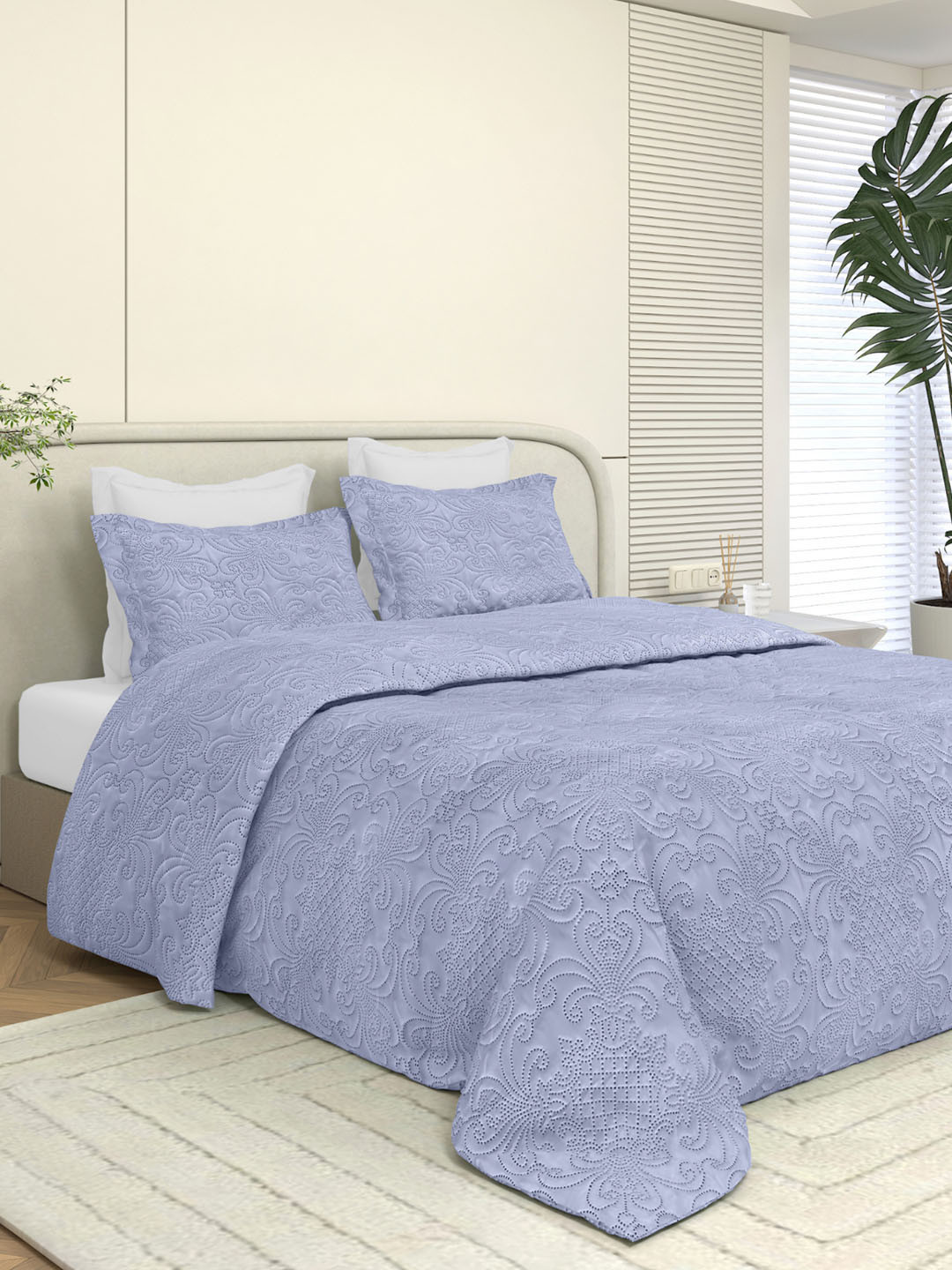 Buy LABHAM Sensation Ultrasonic Quilted 300TC King Bed Cover With 2 Pillow Covers - Bed Covers ...