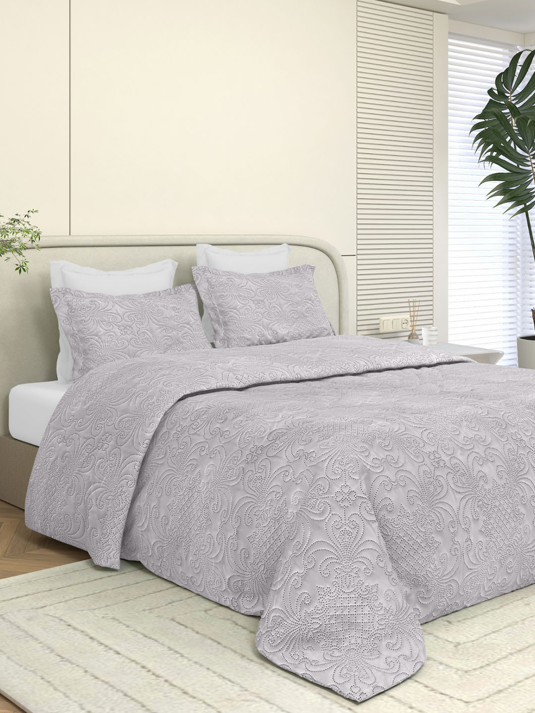 Buy LABHAM Sensation Ultrasonic Quilted 300TC King Bed Cover With 2 Pillow Covers - Bed Covers ...