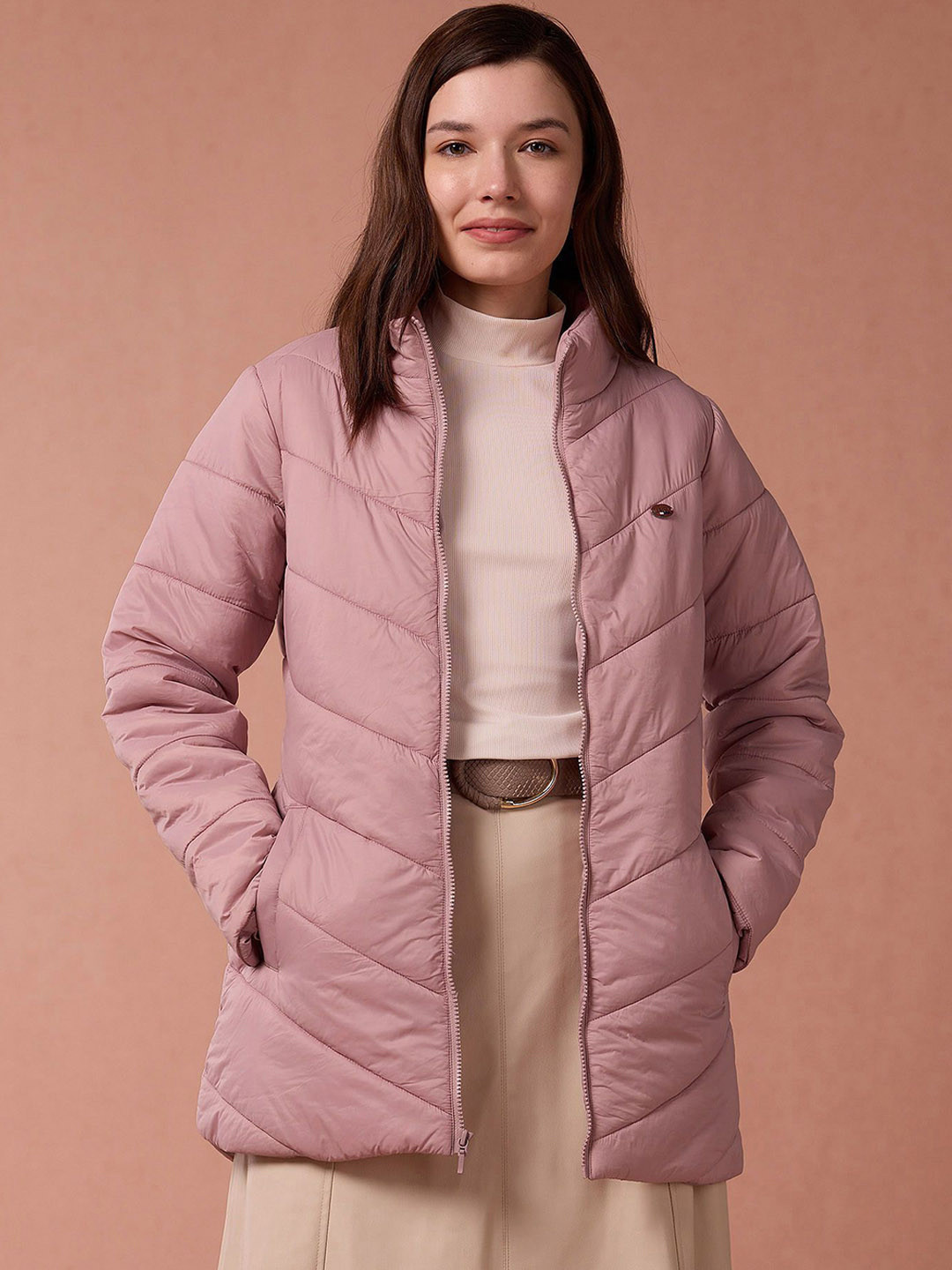 Buy U.S. Polo Assn. Women Longline Mock Collar Puffer Jacket - Jackets ...