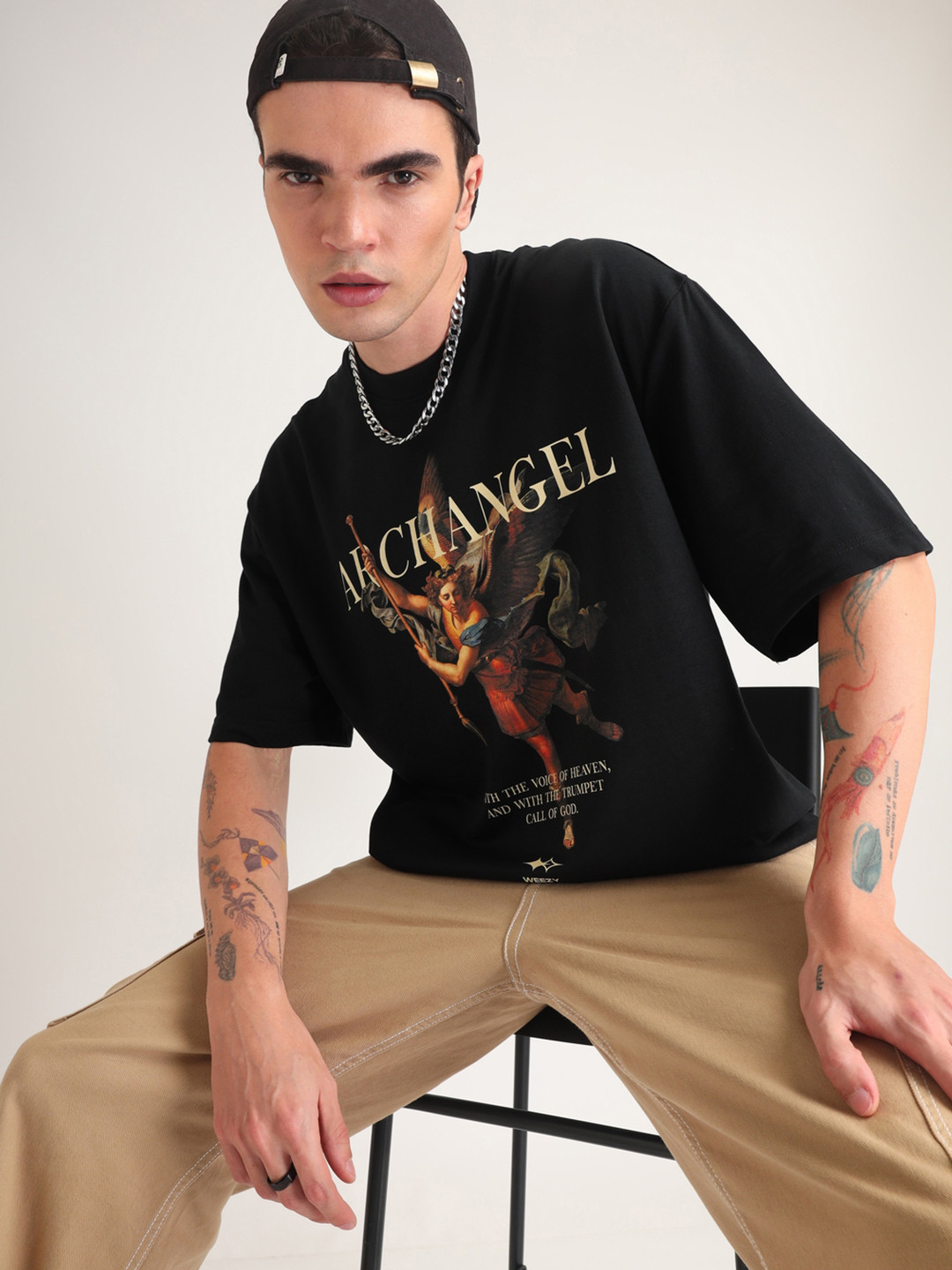 Buy Weezy Men Cotton Round Neck Half Sleeve Graphic Printed Oversized T ...