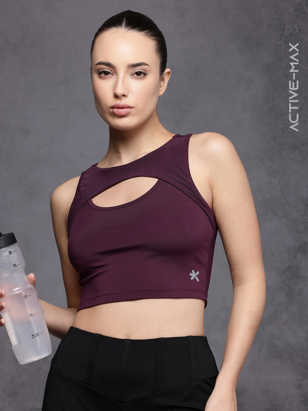 Buy HRX By Hrithik Roshan Fitted Sports Crop Top With Cut Out Detail ...