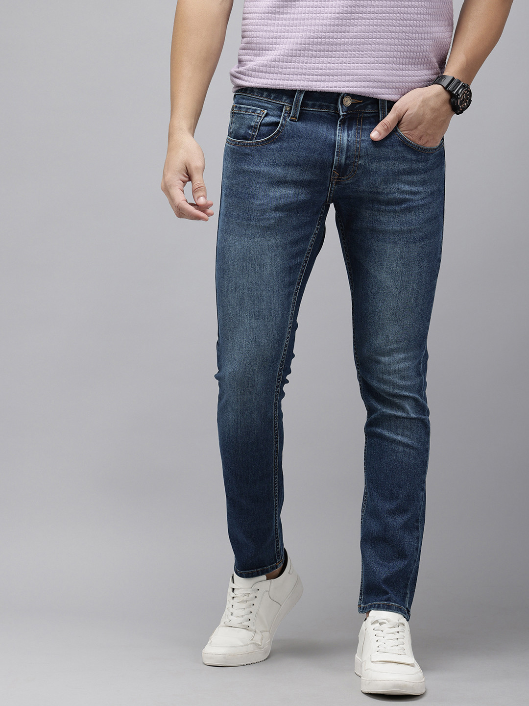 Buy SPYKAR Men Super Skinny Fit Low Rise Light Fade Stretchable Jeans ...