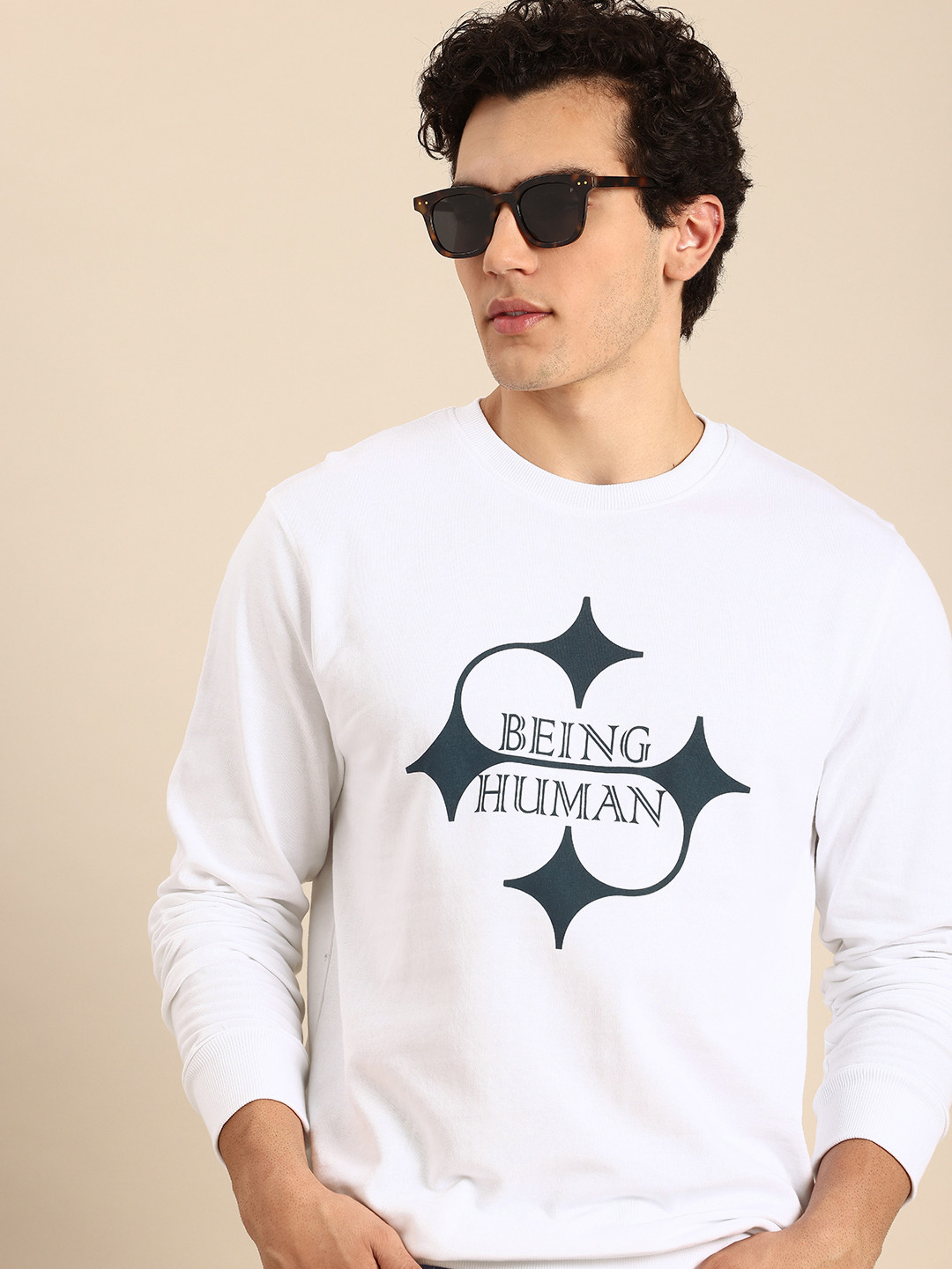 Buy Being Human Brand Logo Printed Pure Cotton Sweatshirt - Sweatshirts ...