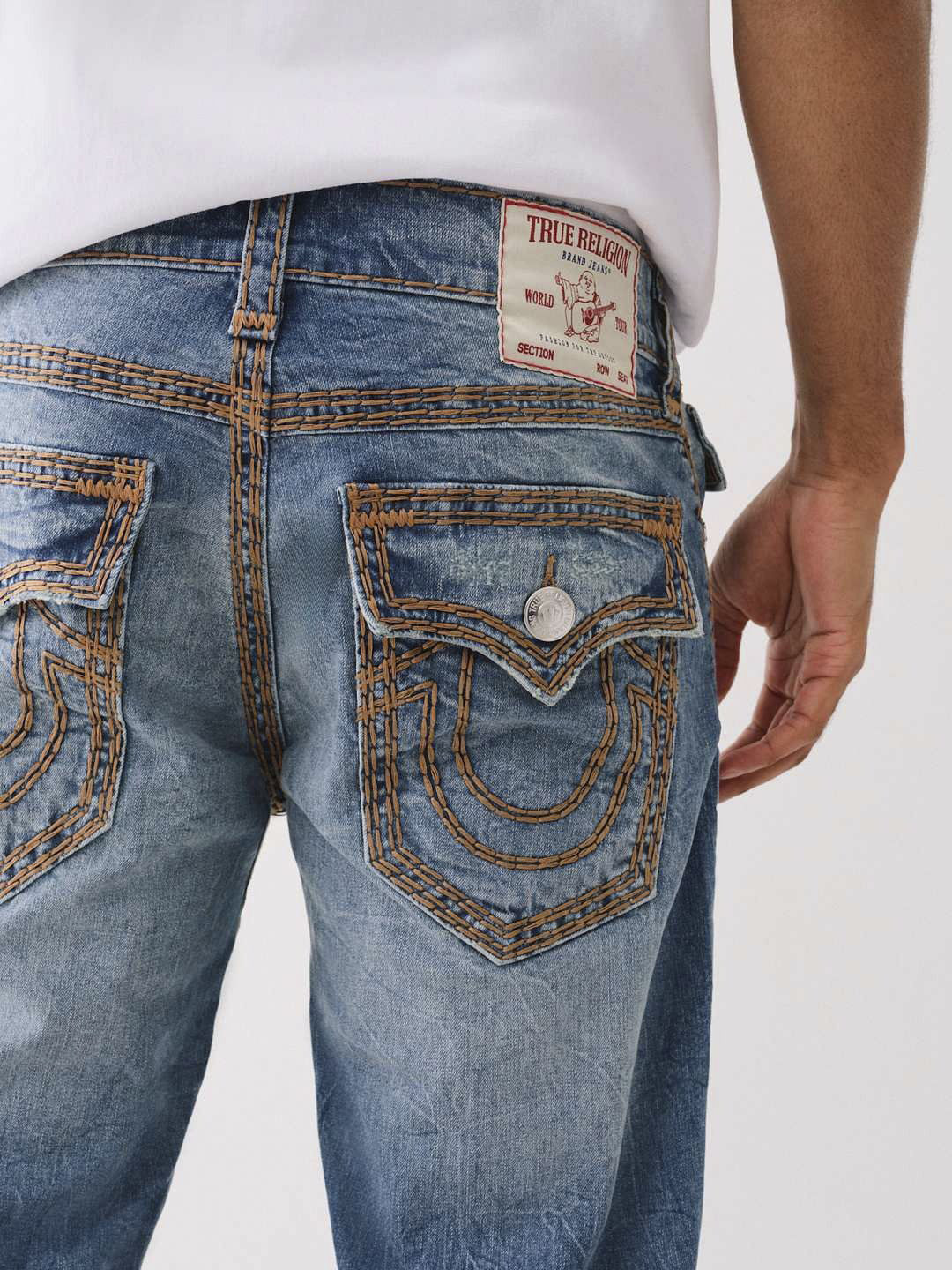 Buy True Religion Super QT Ricky Straight Fit Blue Mid Rise Washed ...