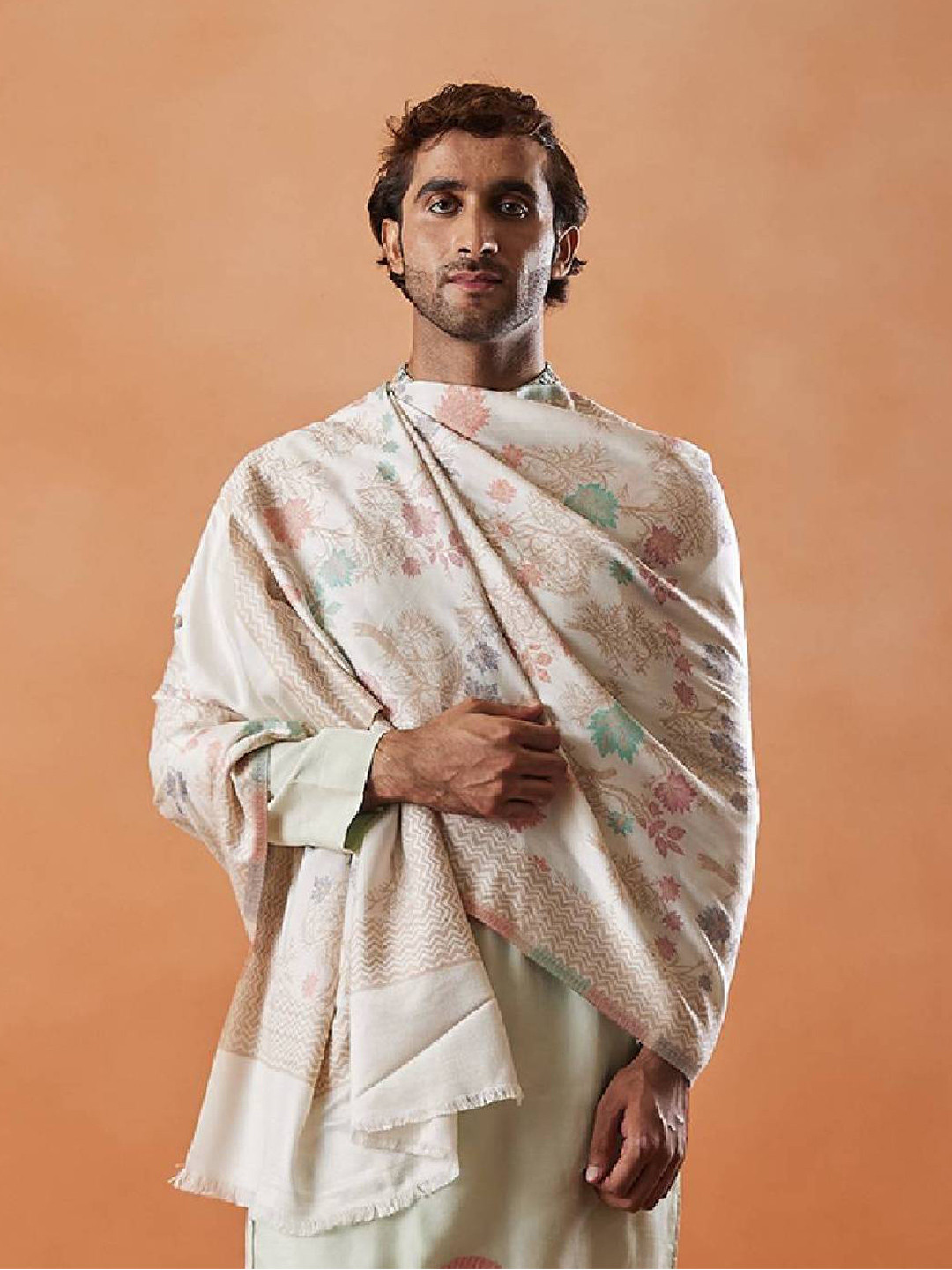 Buy Pashmoda Shalimar Kaani Woven Design Woollen & Acrylic Shawl ...