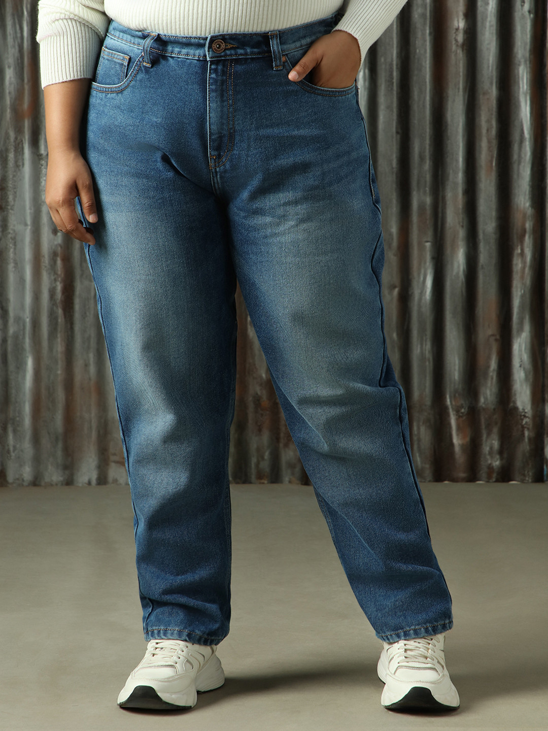 Buy Freeform By High Star Women High Rise Mom Fit Light Fade Jeans ...