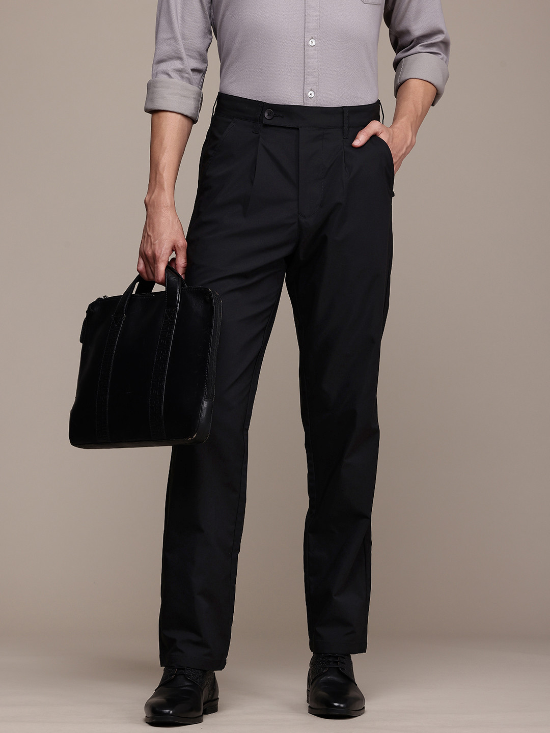 Buy French Connection Men Smart Loose Fit Pleated Formal Pants ...