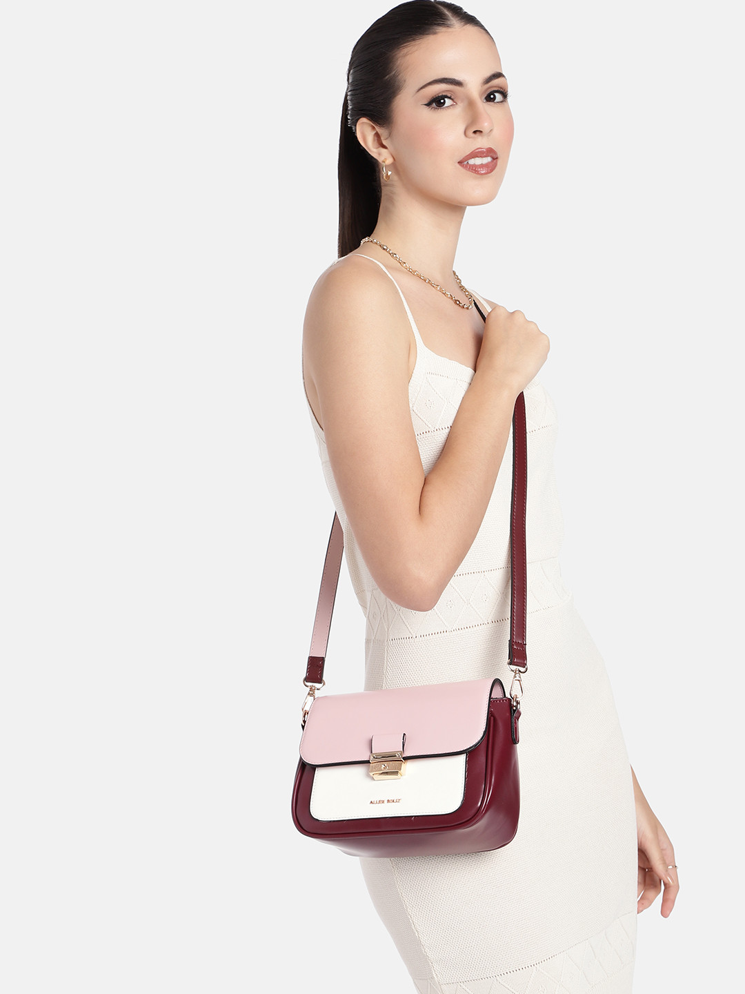 Buy Allen Solly Colourblocked PU Structured Sling Bag - Handbags for ...