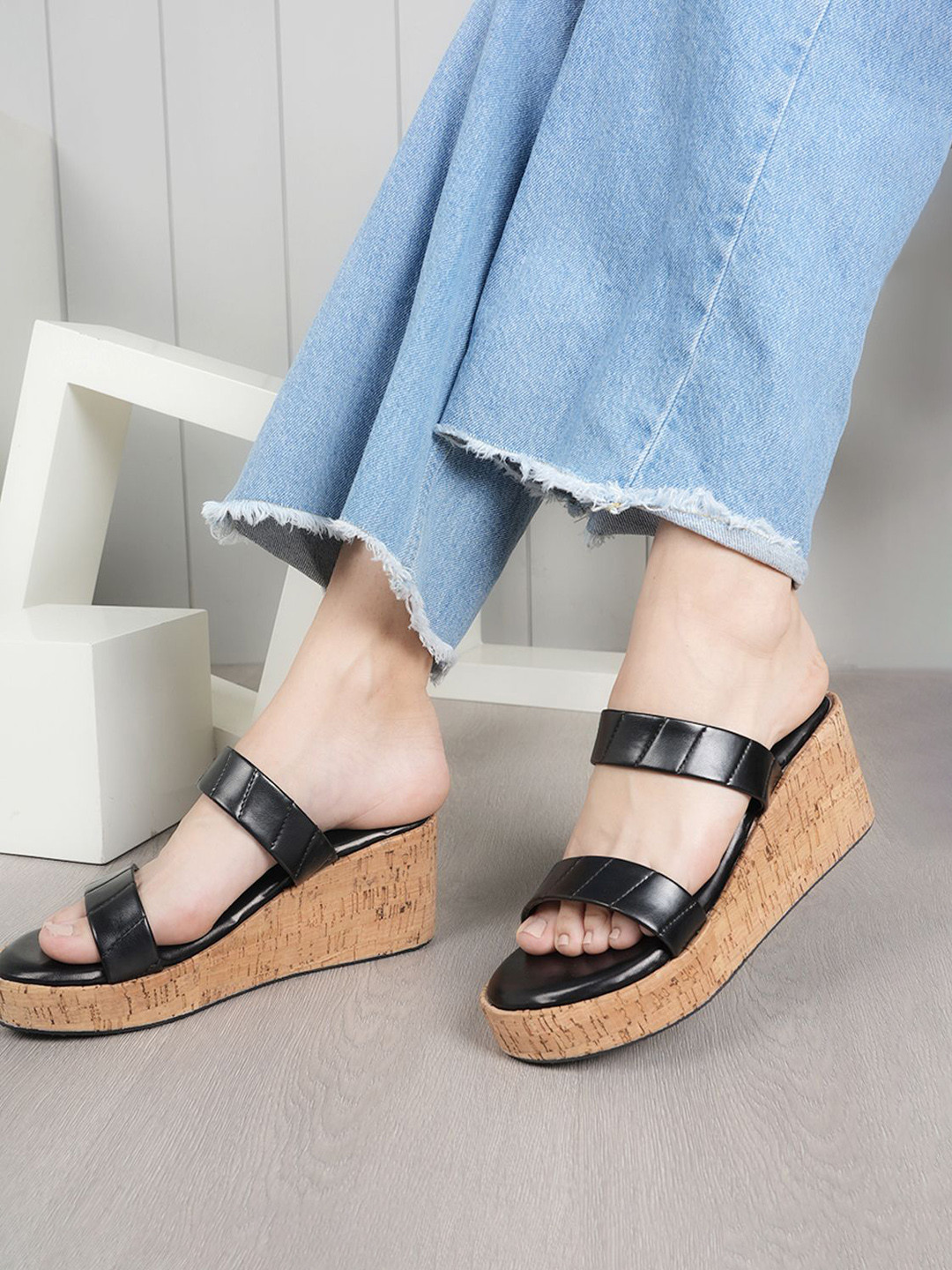 Buy DressBerry Women Open Back Wedge Mules With Buckles - Heels for ...
