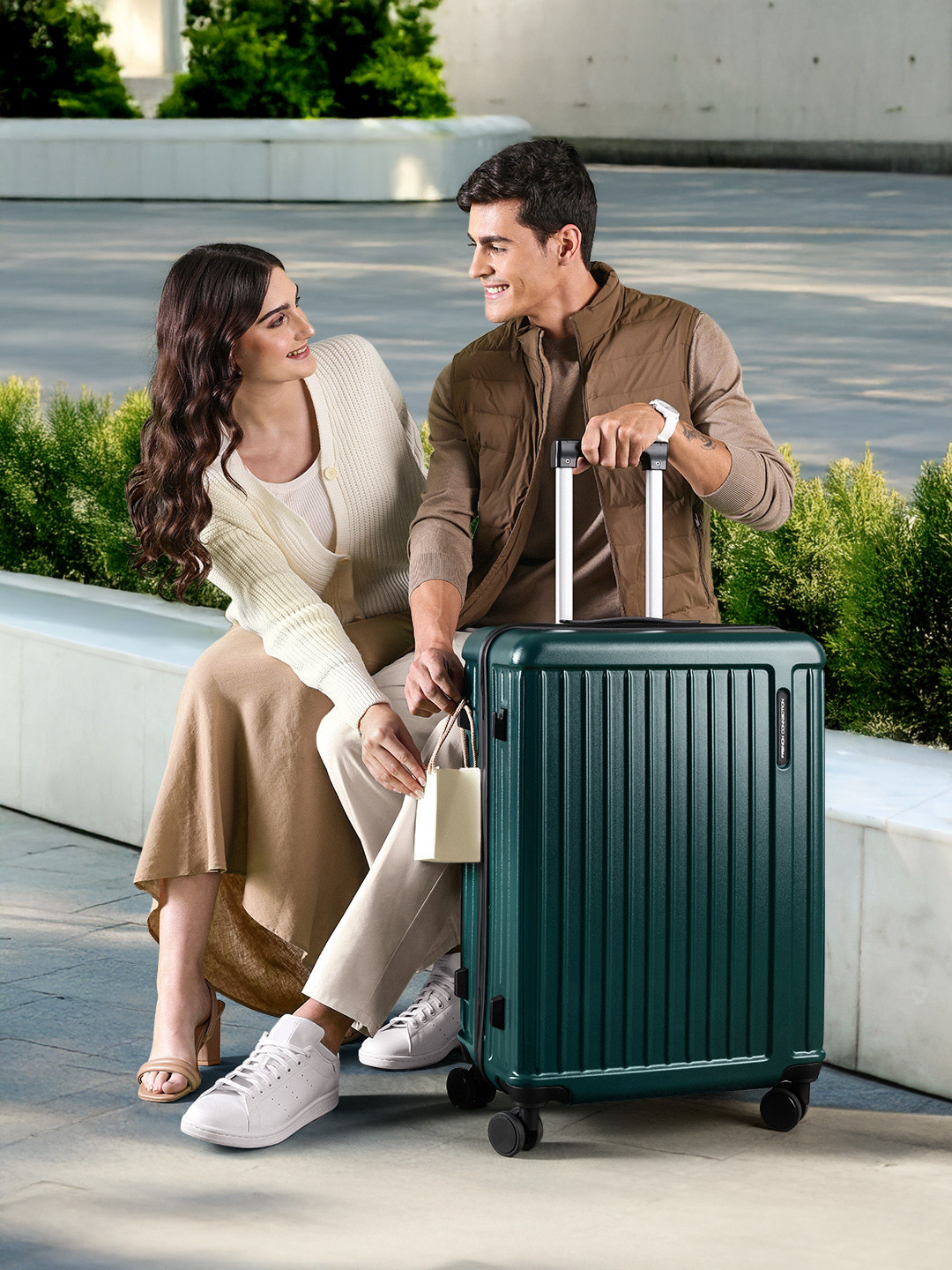 Buy French Connection Glanza Q5 100% PC 8 Wheel Hard Medium Trolley ...