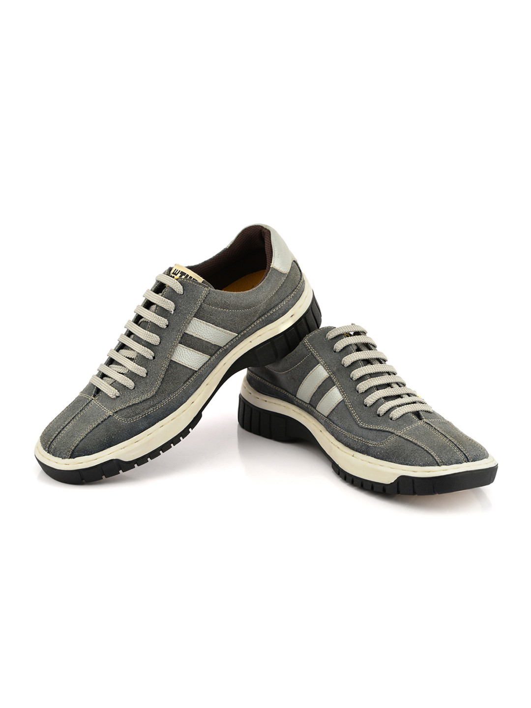 Buy ID Men Grey Leather Sneakers - Casual Shoes for Men 3092484 | Myntra