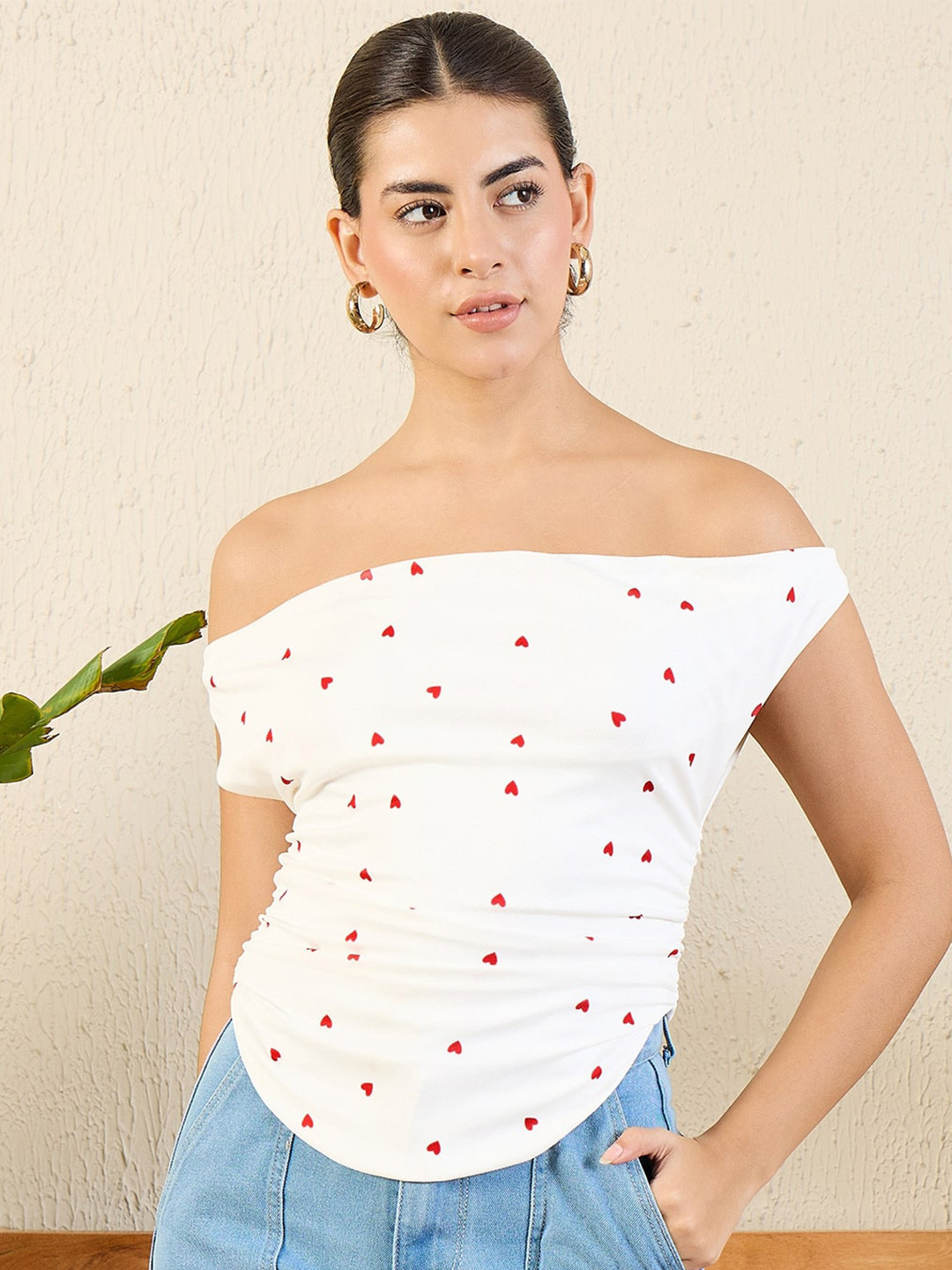 Buy Uptownie Printed Cotton Stretchable Draped Crop Top - Tops for ...