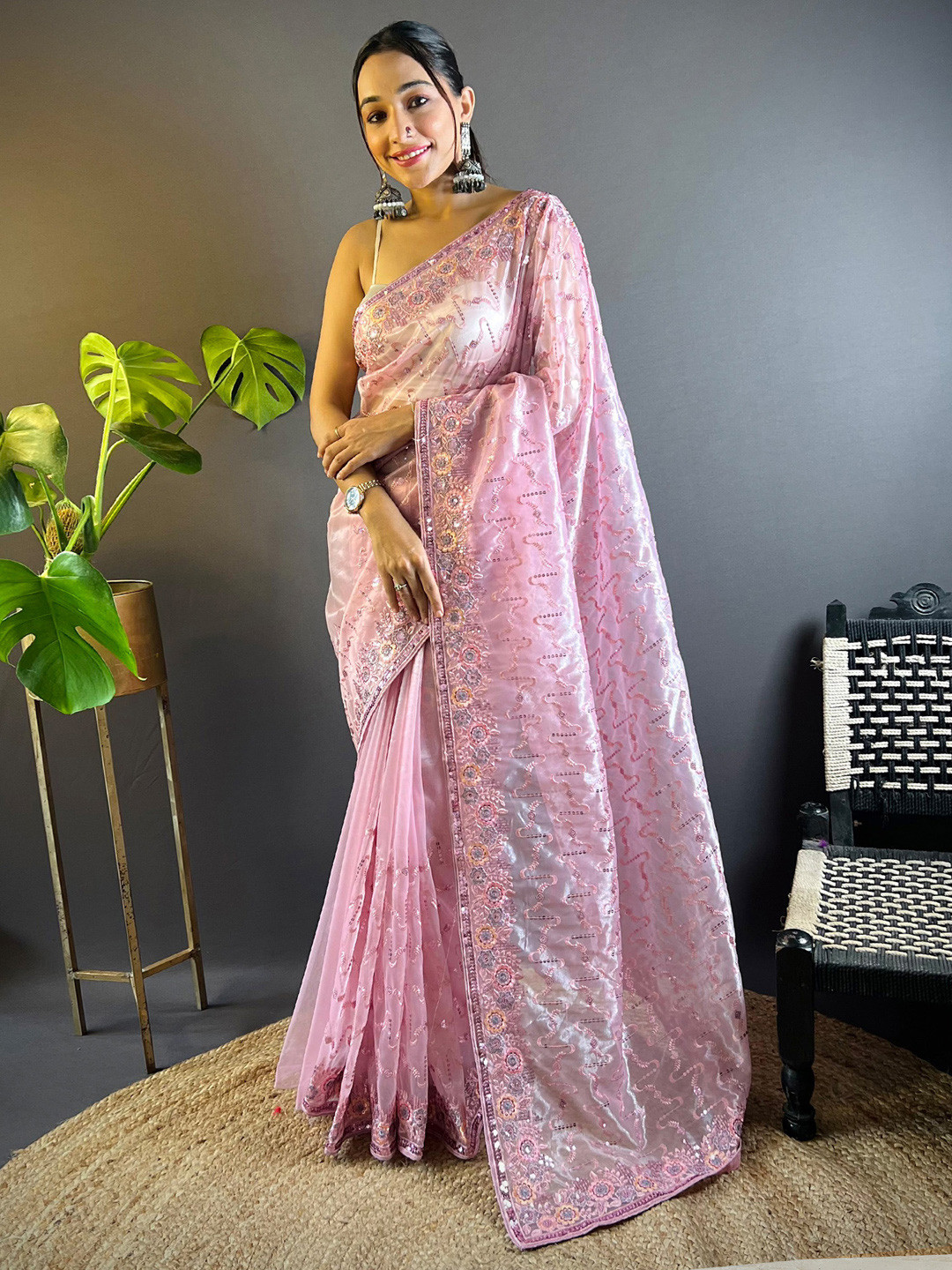 Buy Anouk Embellished Sequinned Tissue Saree - Sarees for Women ...