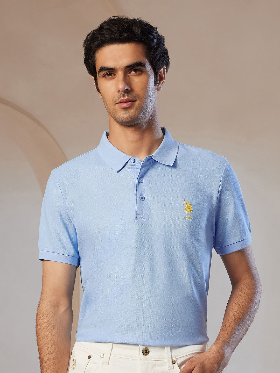 Buy U.S. Polo Assn. Men Solid Polo Collar Cotton Slim Fit T Shirt ...