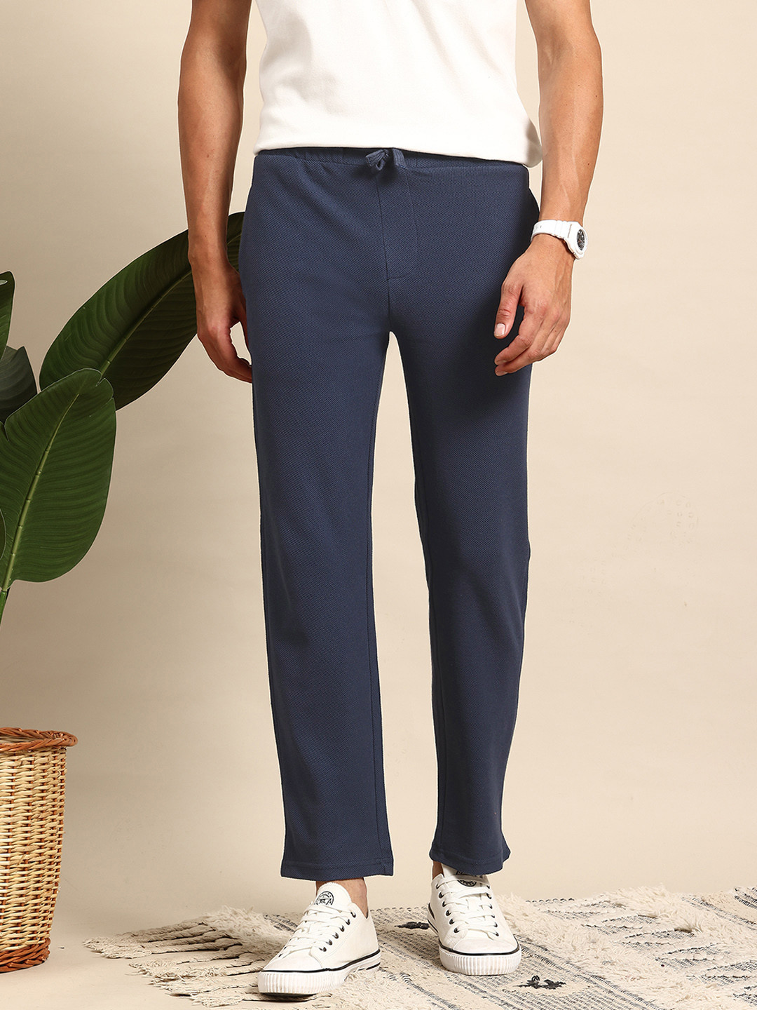 Buy Mast & Harbour Self Design Relaxed Fit Track Pants - Track Pants ...