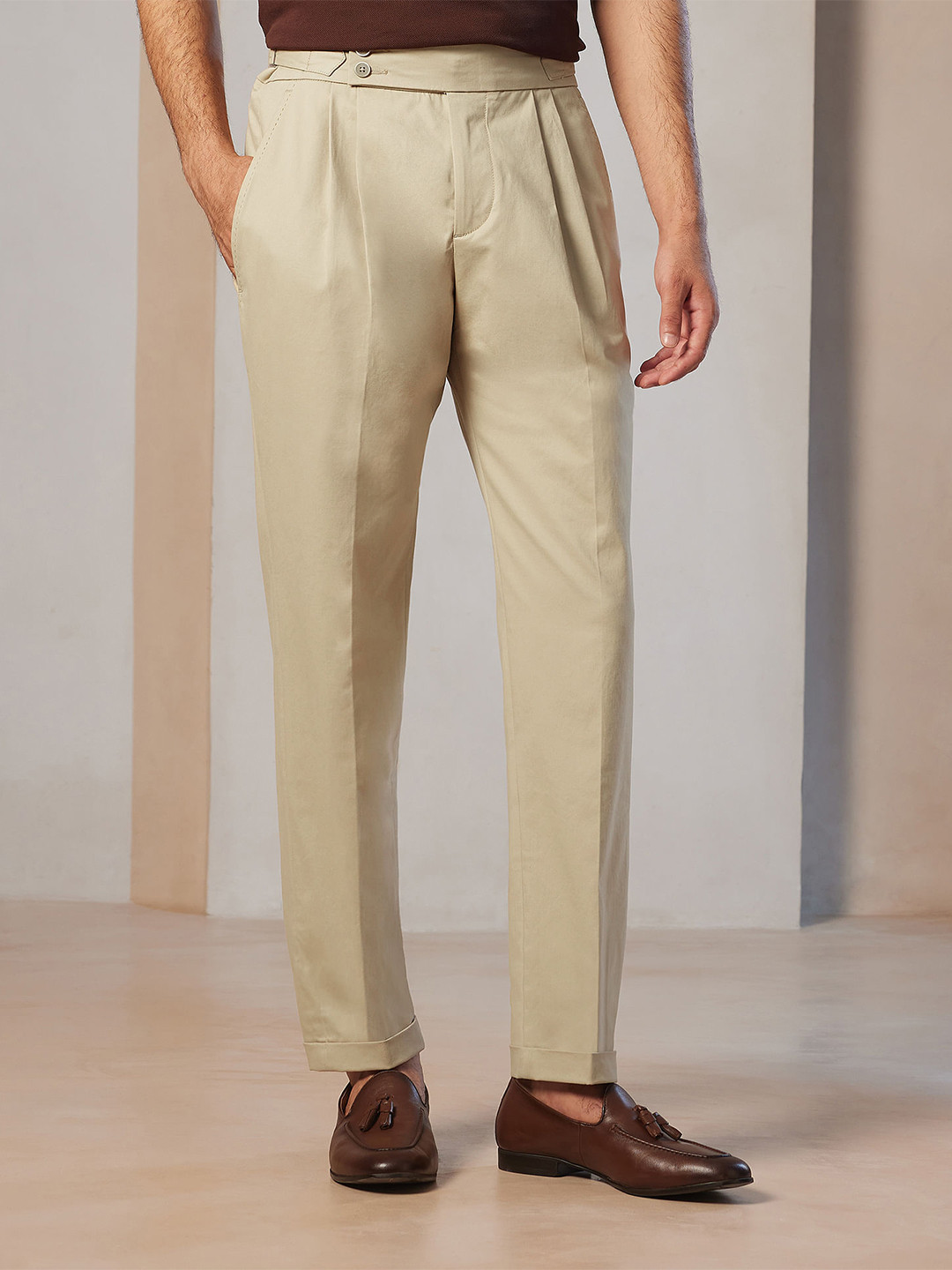 Buy U.S. Polo Assn. Men Slim Fit High Rise Pleated Trousers - Trousers ...