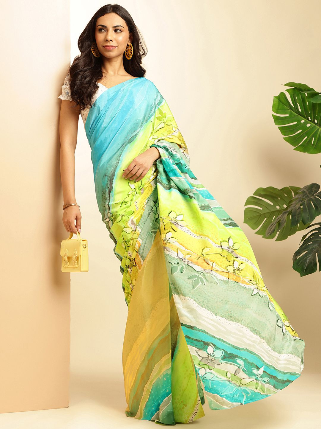 Buy Navyasa By Liva Floral Printed Pure Crepe Saree - Sarees for Women ...