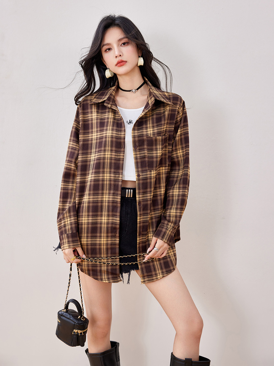 Buy JC Collection Women Tartan Checks Opaque Checked Casual Shirt ...