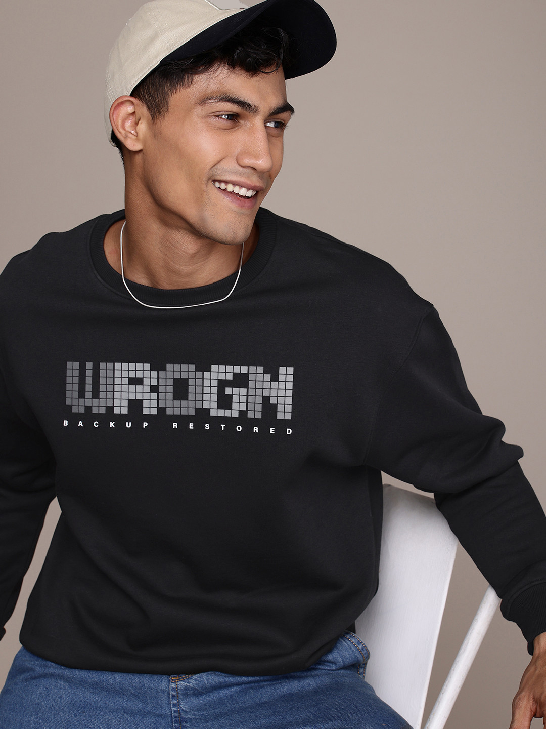 Buy WROGN Brand Logo Printed Oversized Sweatshirt - Sweatshirts for Men ...