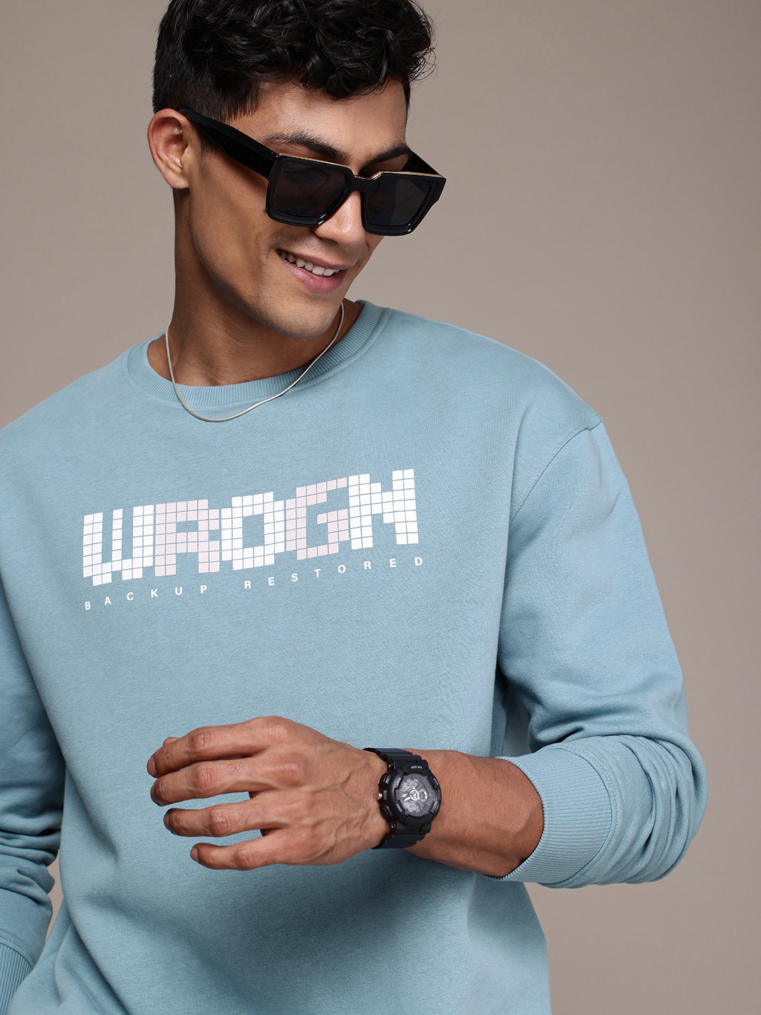 Buy WROGN Brand Logo Printed Oversized Sweatshirt - Sweatshirts for Men ...