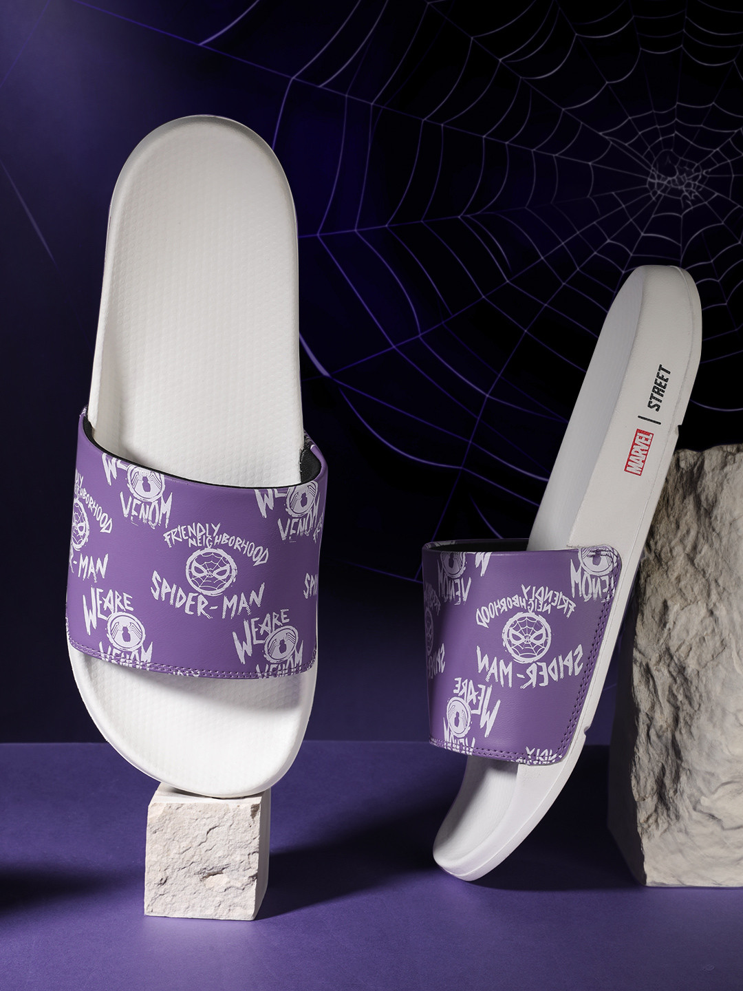 Buy MARVEL STREET Men Spider Man Printed Sliders - Flip Flops for Men ...