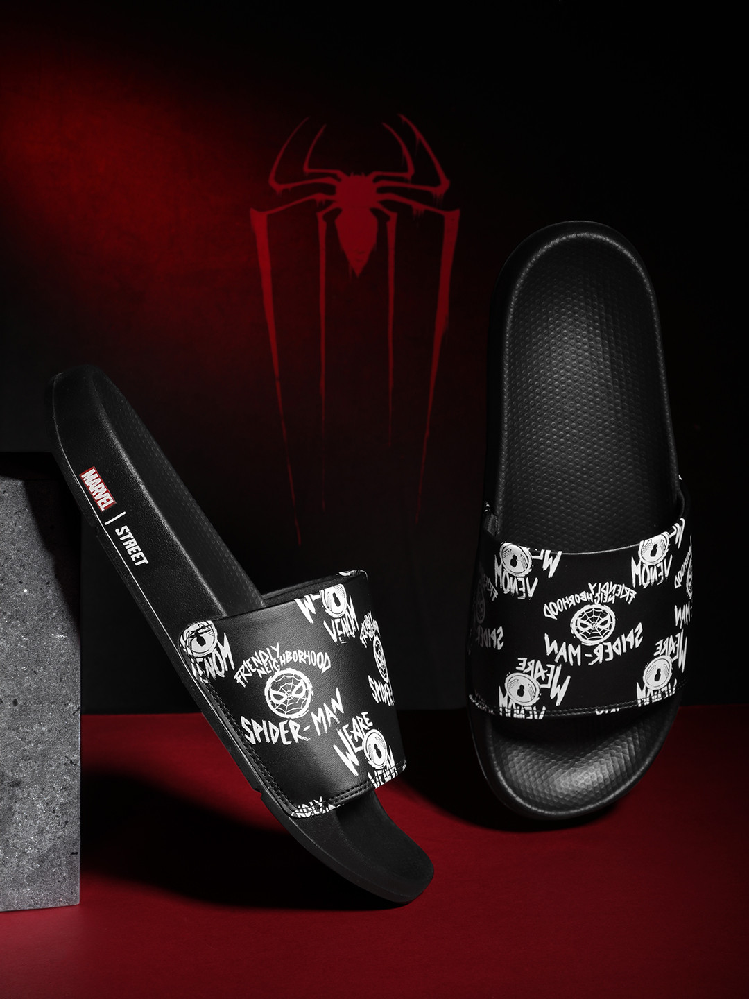 Buy MARVEL STREET Men Spider Man Printed Sliders - Flip Flops for Men ...