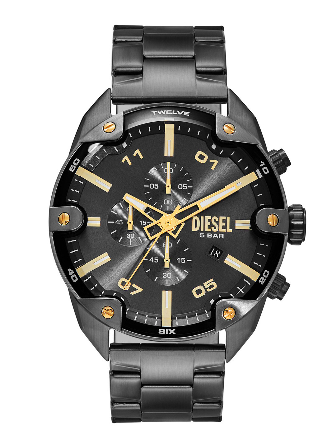 Buy DIESEL Men Spiked Bracelet Style Straps Analogue Chronograph Watch ...