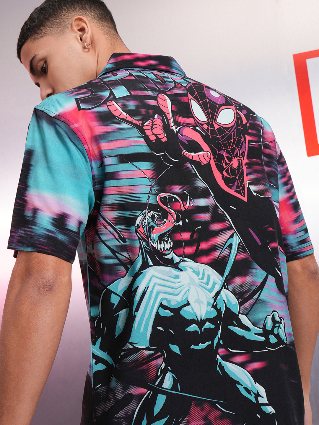 Buy HIGHLANDER Marvel Men Mui Color Spider Man Printed Cuban Collar ...