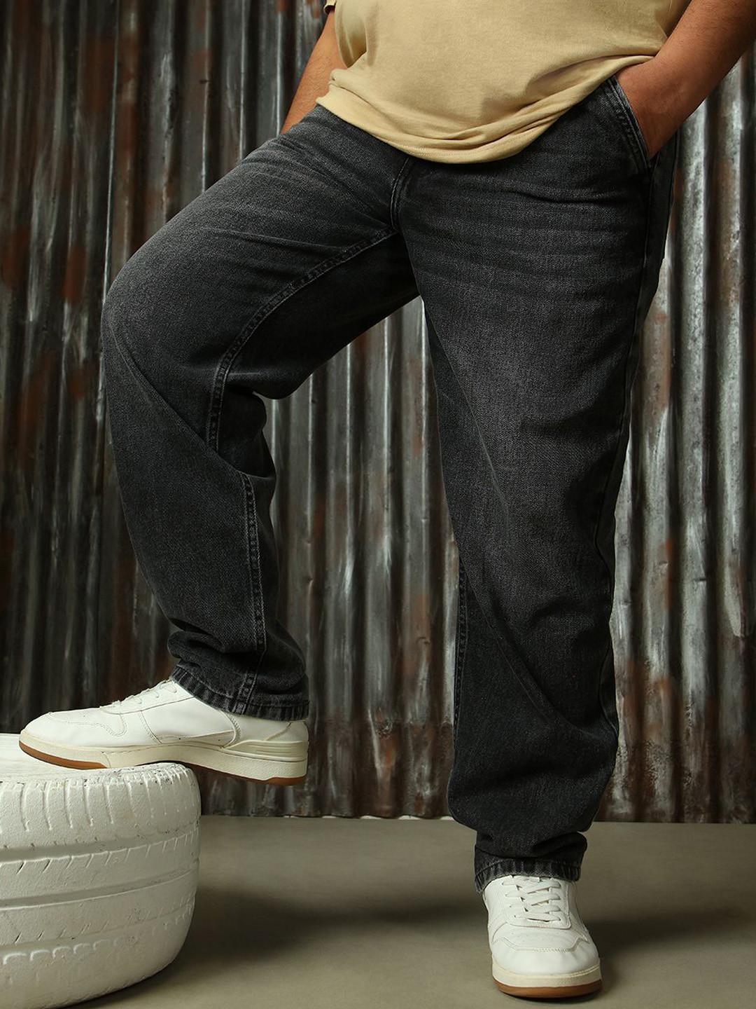 Buy Freeform By High Star Men Straight Tapered Fit Cotton Light Fade ...