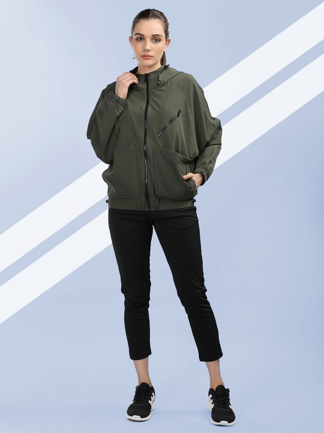 Buy The Roadster Lifestyle Co. Women Hooded Antimicrobial Sporty Jacket ...