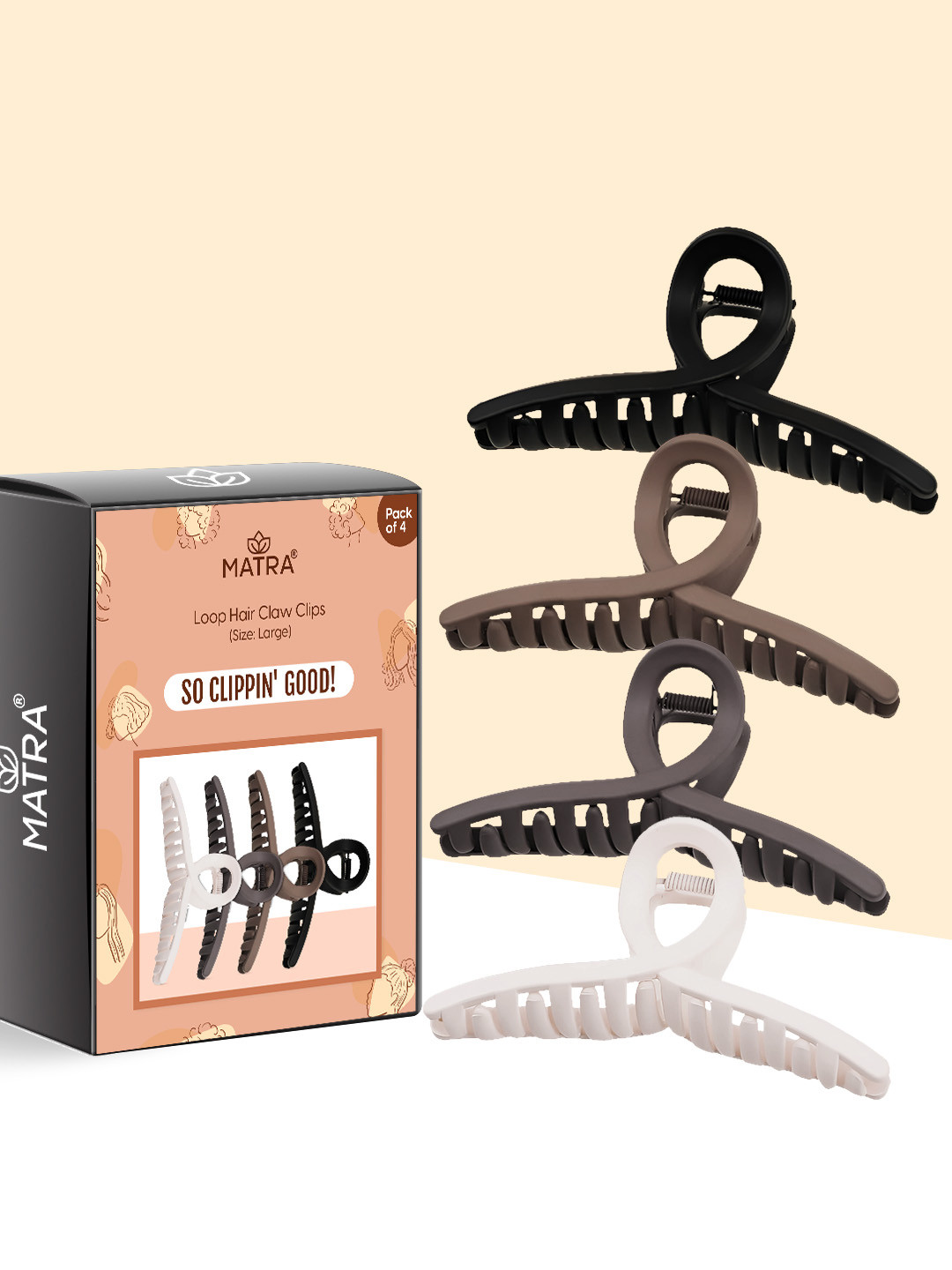Buy MATRA Unisex Set Of 4 Claw Clips - Hair Accessory for Unisex ...