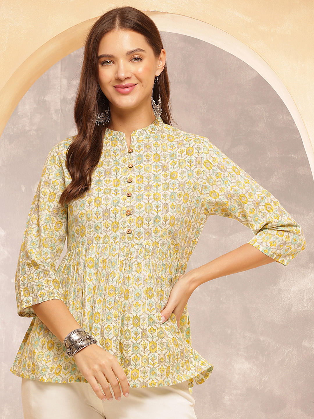 Buy Anouk Rustic Women Floral Printed High Neck Cotton Top - Tops for ...