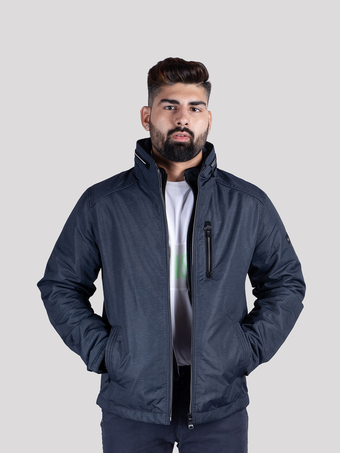 Buy HUE & HIDE Men Elephant Blue Jacket - Jackets for Men 31105960 | Myntra