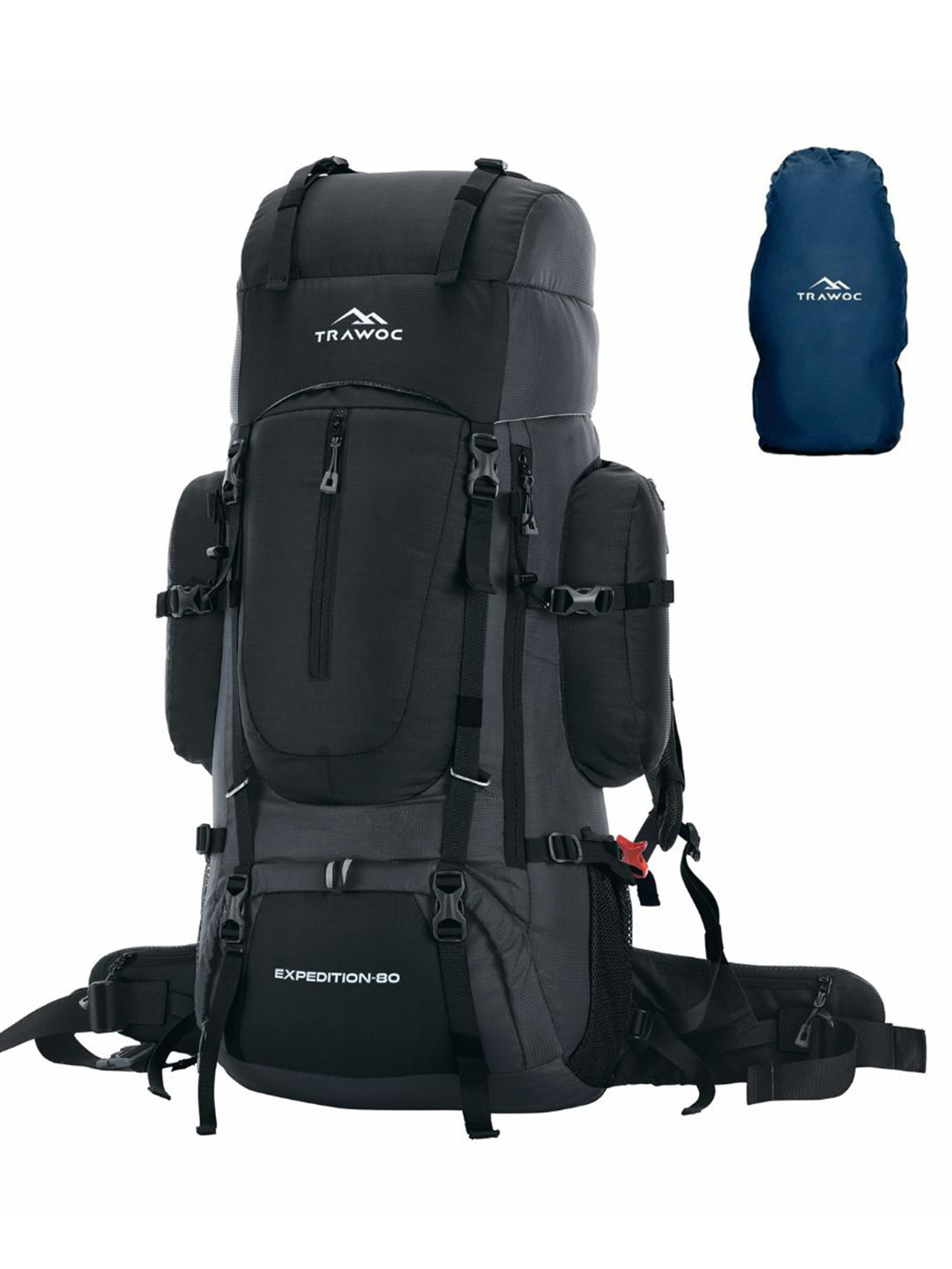 Buy TRAWOC EXPEDITION Solid 80L Travel Rucksack With Rain Cover ...