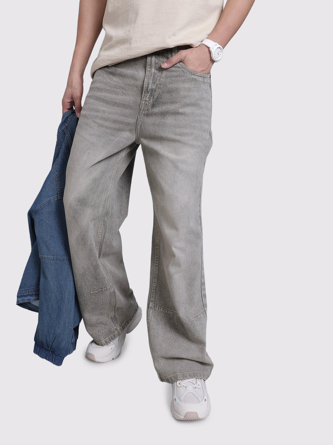Buy The Roadster Life Co. Men Pure Cotton Loose Bootcut Jeans - Jeans ...