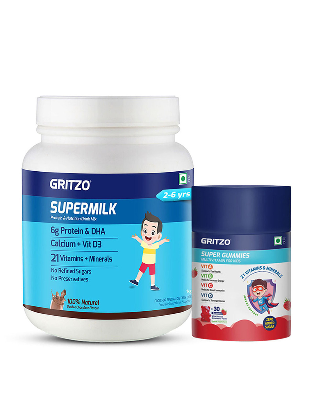 Buy Gritzo SuperMilk Daily Nutrition Kids & Super Gummies 1kg ...