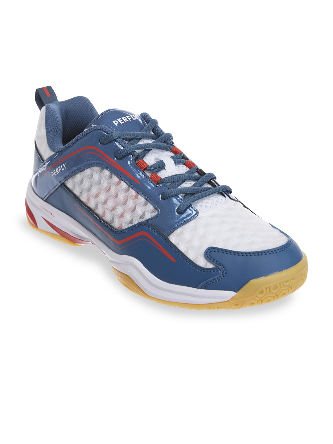 Buy PERFLY By Decathlon Men White Blue Non Marking Intermediate ...