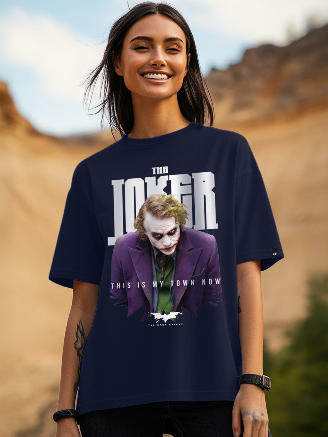 Buy Bewakoof Women Joker Graphic Printed Round Neck Cotton Oversized T Shirt - Tshirts for Women ...