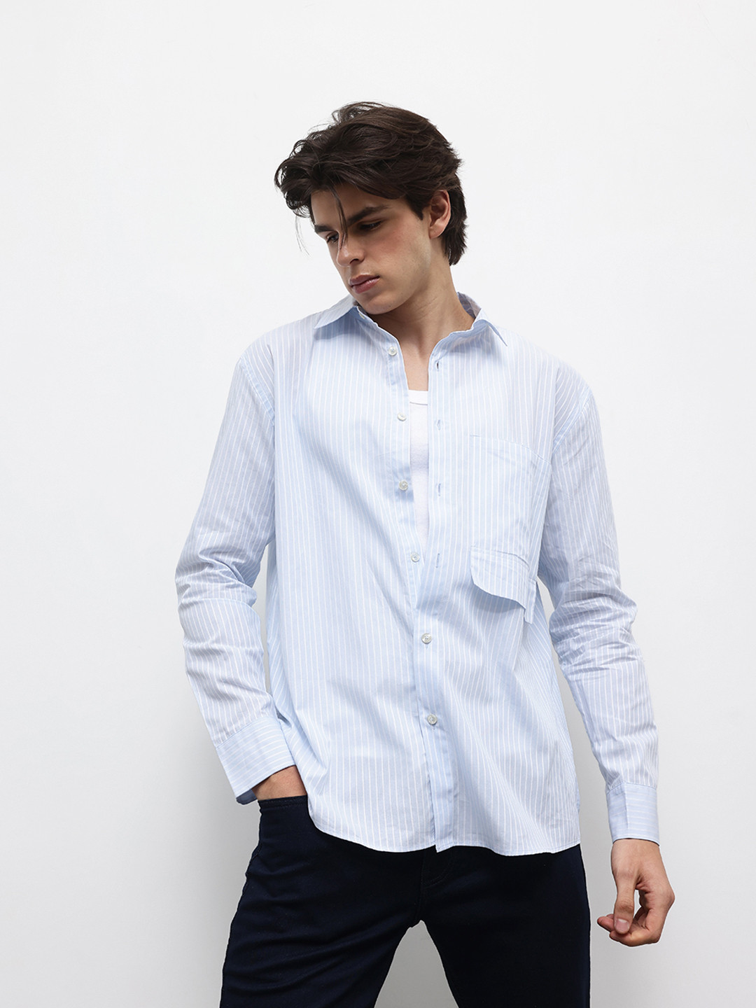 Buy ZARA Striped Smart Casual Pure Cotton Shirt - Shirts for Men ...