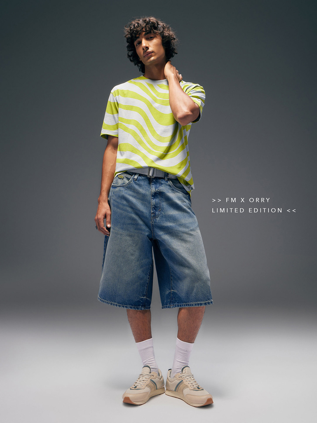 Buy Flying Machine Men Orry X Cobain Loose Fit Denim Jorts - Shorts for ...